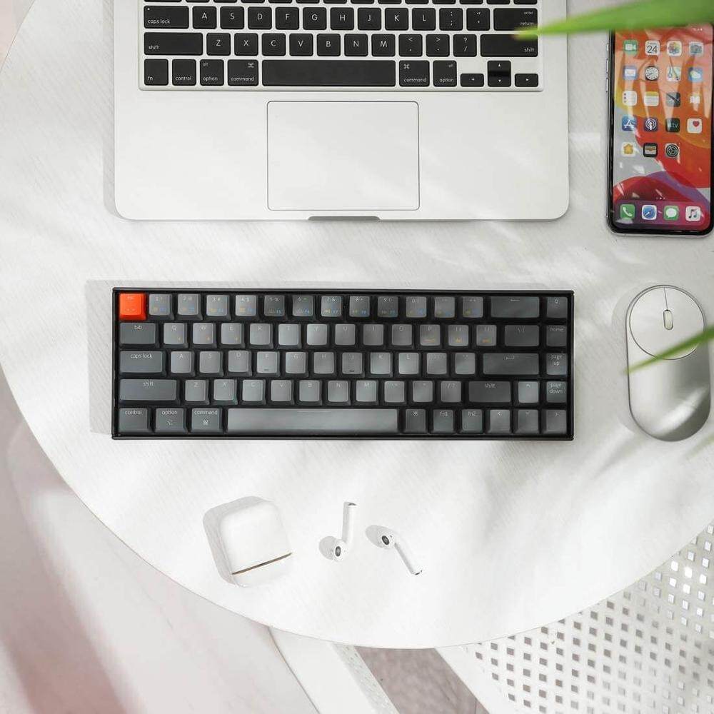 Keychron K6 U 68คีย์บลูทูธ USB คอมพิวเตอร์แป้นพิมพ์แบบกลไกไฟแบคไลท์สีขาวสวิตช์ Gateron เปิดได้ ...