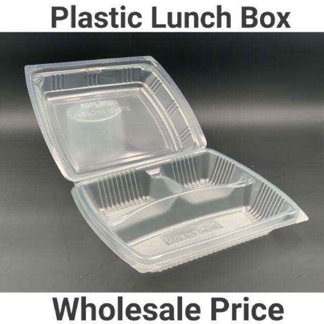 BX-190 PP Lunch Box/ Kotak Nasi Plastik 3 Compartments (50pcs/pkt) Easy ...