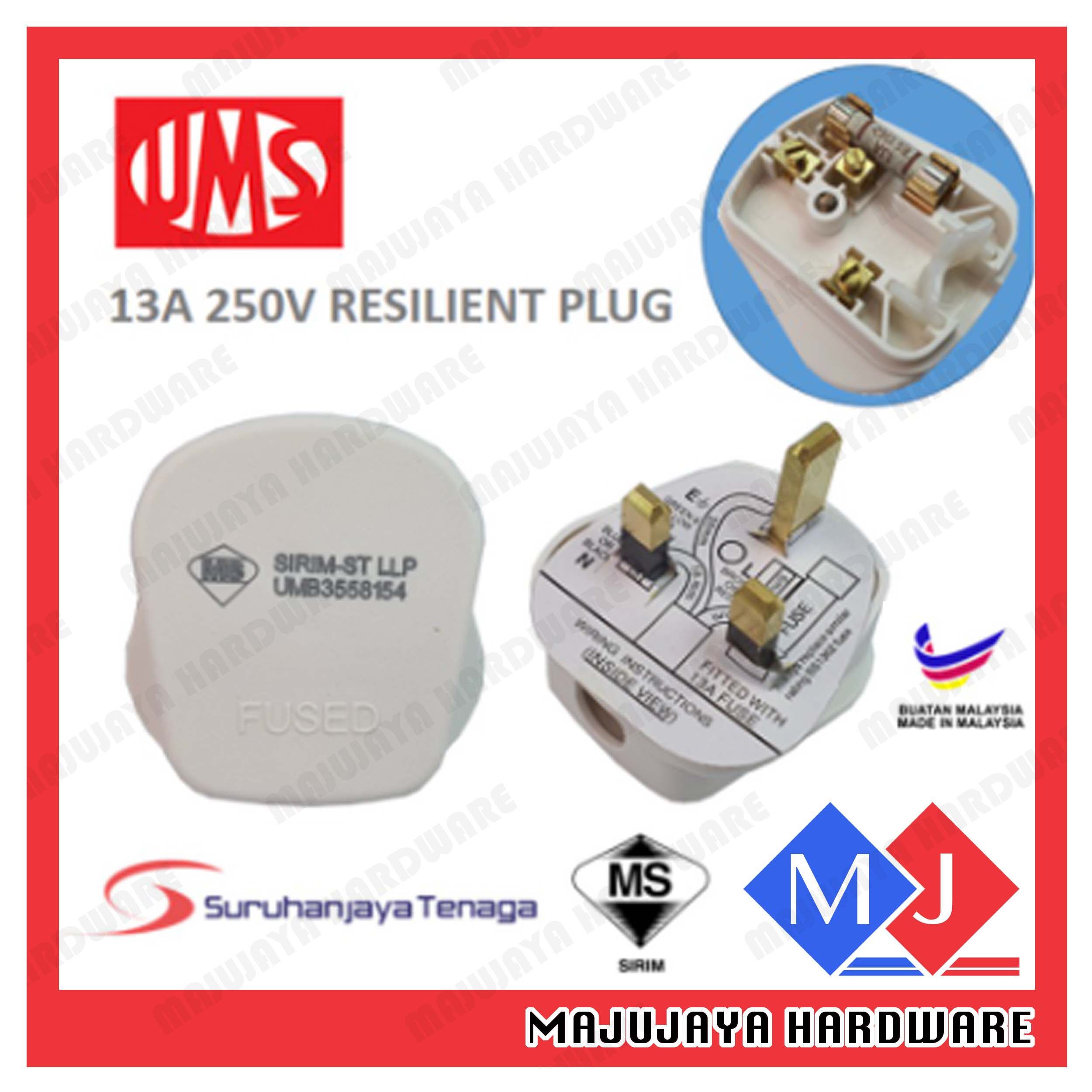 UMS 13AMP 250V A/C Resilient Plug Top Resilient Plug Fitted With 13A ...