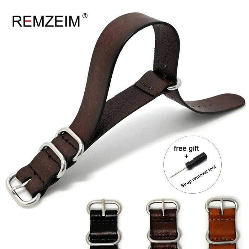 18MM 20MM 22MM 24mmNato Strap Genuine Leather Dark Brown Color Watch ...