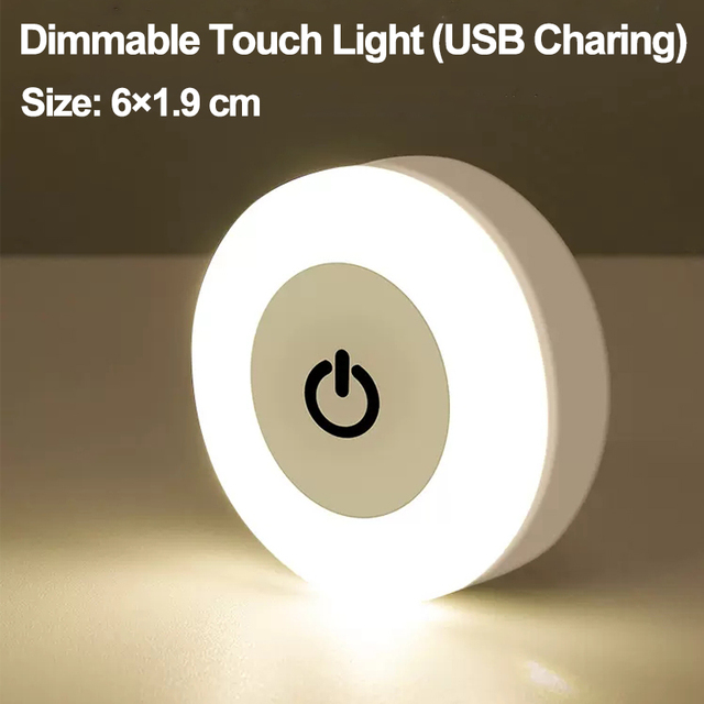 Mini LED Touch Sensor Night Lights USB Rechargeable Kitchen Bedroom ...