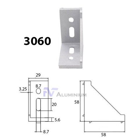 L Corner Bracket Gusset Element L Bracket Connector 1720 2028 3030 4040 3060 4080 Aluminium ...