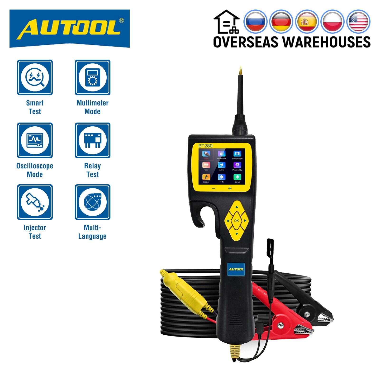 AUTOOL BT280 Car Electric Circuit Tester Power Probe Voltmeter ...