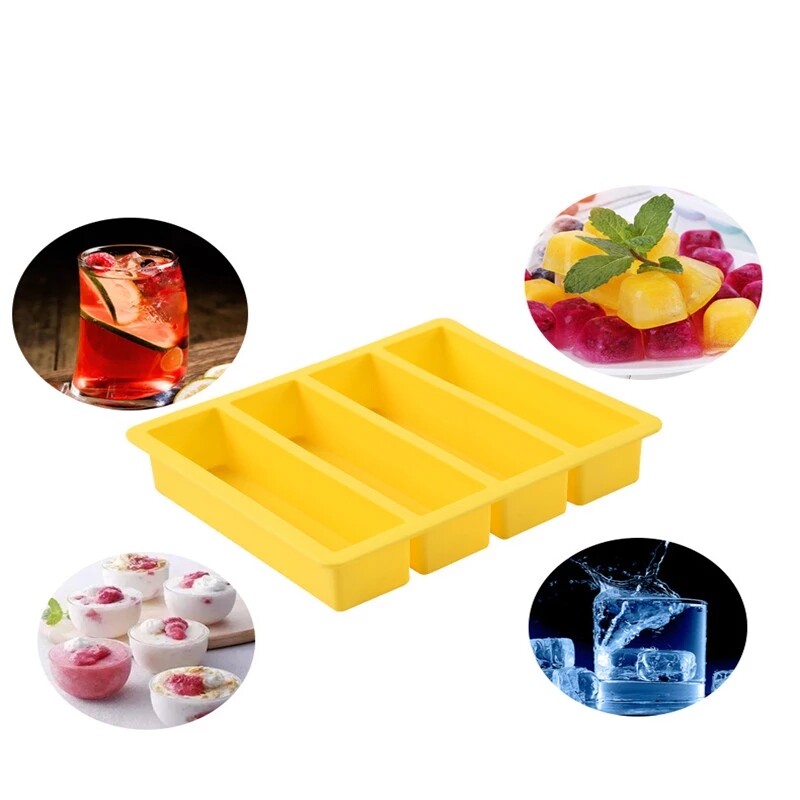 Homesty【Hot Sale】New 4-Grids Silicone Long Ice Tray DIY Creative Ice ...