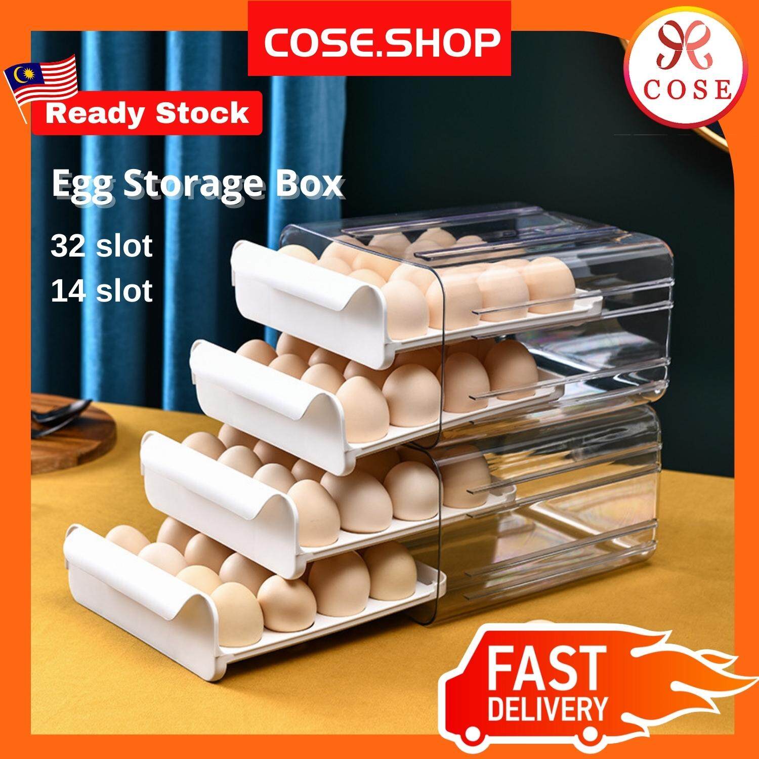 COSE 14/32 Slot Egg Storage Box Egg Container Stackable Egg Tray Holder ...