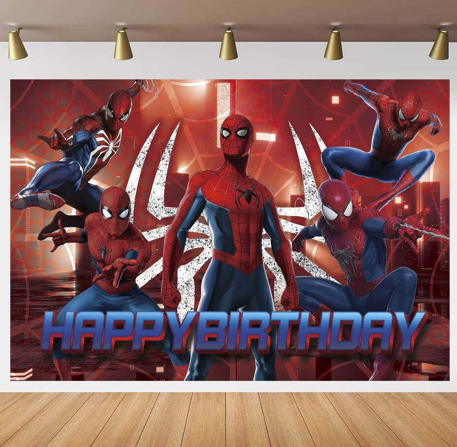 Spider Man Theme Birthday Photography Backdrop Superhero Spiderman ...