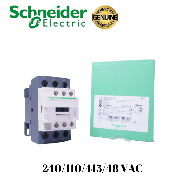 Schneider ( LC1-D32 ) 50A 1a1b AC Magnetic Contactor 3Pole 240/110/415 ...
