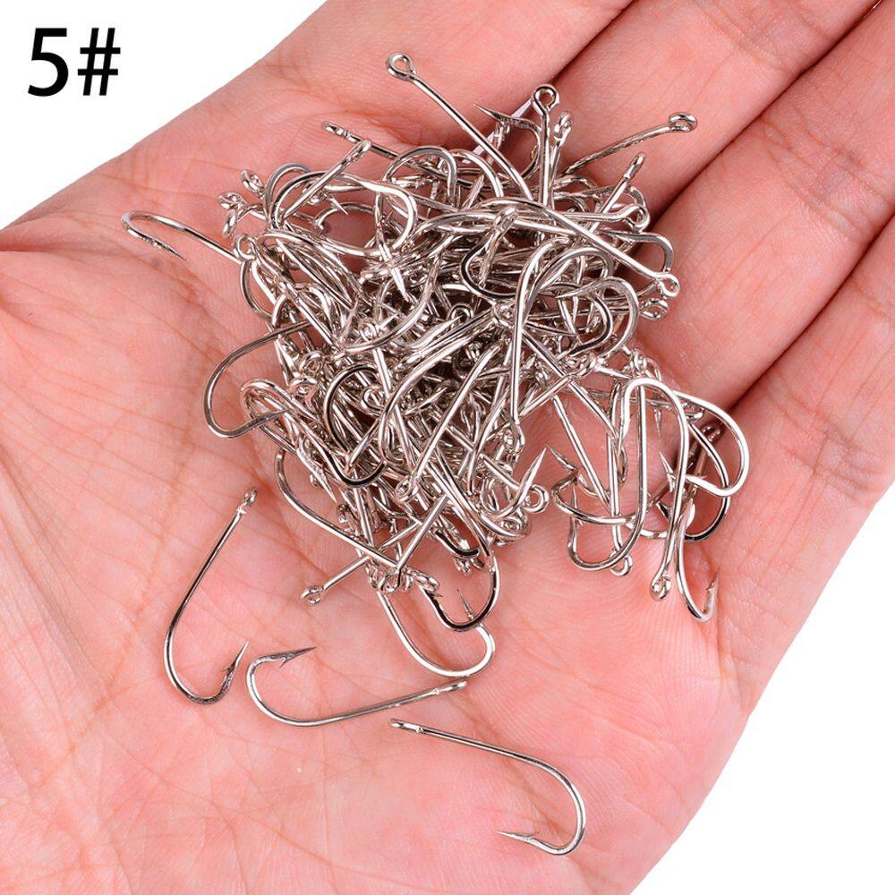 RVIVWK #2-#17 50Pcs สีดำ Nickle Octopus Fishing Hooks Sea Pint Hook Fishing Tackle Lure Hooks ...