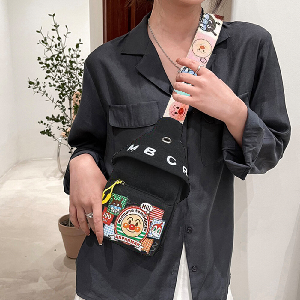 Women Cute Cartoon Canvas Printing Chest Bags Crossbody Shoulder ...