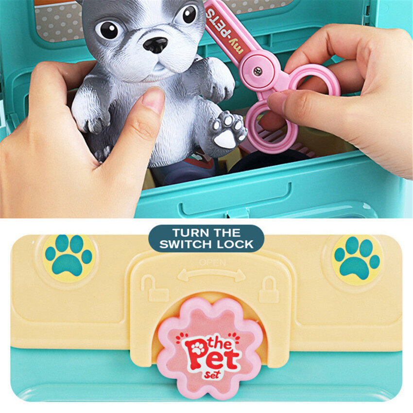 Realistic Pet Vet Play Set Animals Cartoon Dog Cat Toys Pretend Play ...