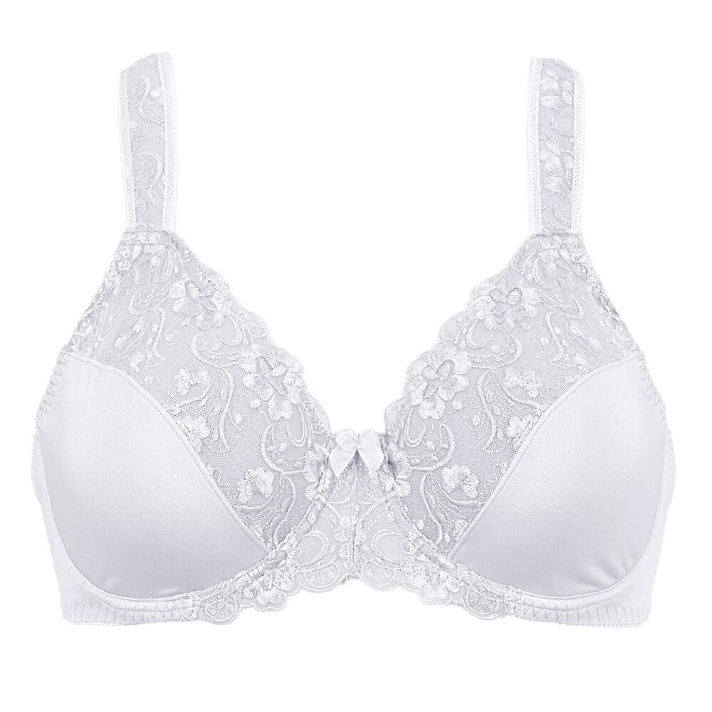 2 Plus ขนาดผู้หญิง Bra ครอบคลุม Minimizer ลูกไม้ดอกไม้ Embrodiery สีขาว ...