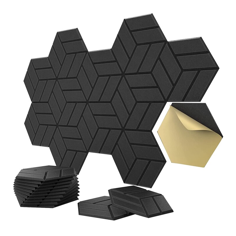 12 Pack Self-Adhesive Acoustic Panels,Hexagon Sound Proof Foam Panels ...