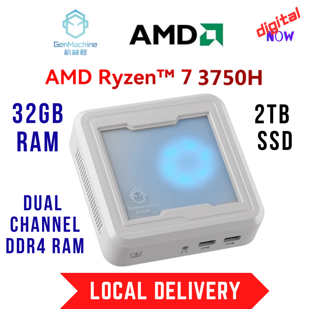 GenMachine AMD Ryzen R7 3750H Mini PC Gaming PC 32GB DDR4 RAM 2TB PCIe ...