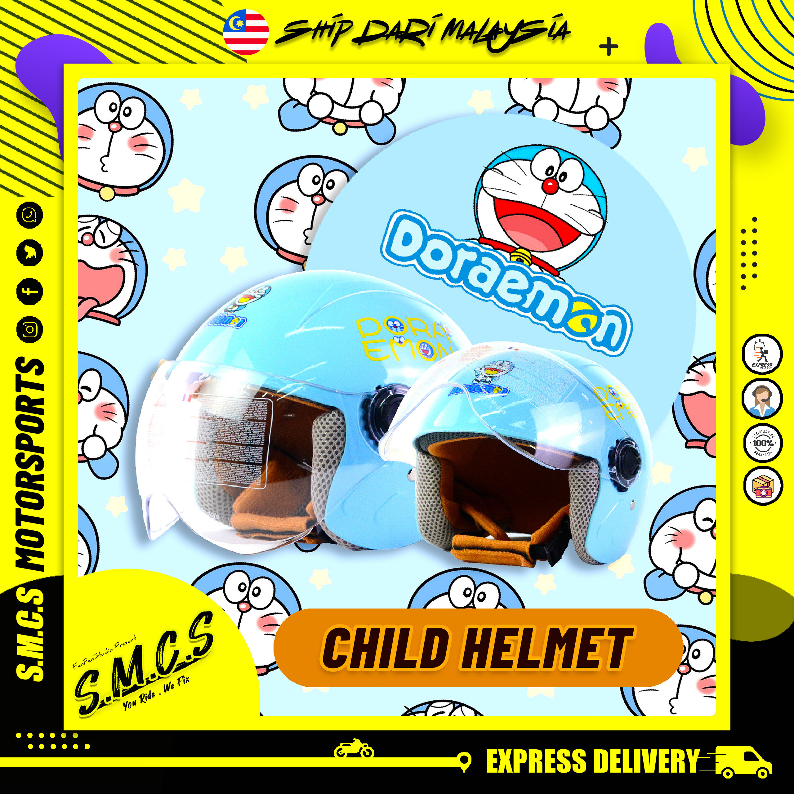DORAEMON CHILDREN KID HELMET TOPI KELEDAR KANAK-KANAK 儿童头盔 HELMET BUDAK ...