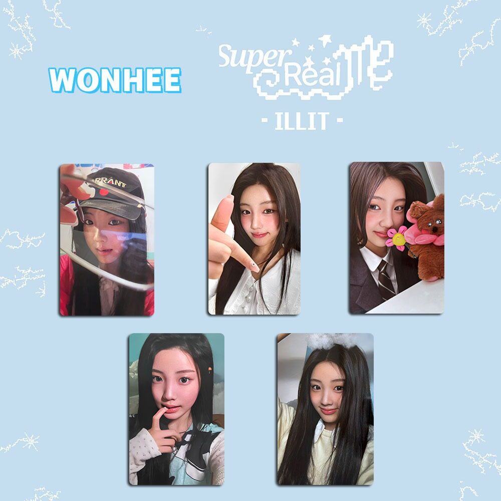ILLIT Super Real Me Album Solo PhotoCards Hybe ILLIT Yunah Minju Moka Wonhee Iroha Solo Photo ...