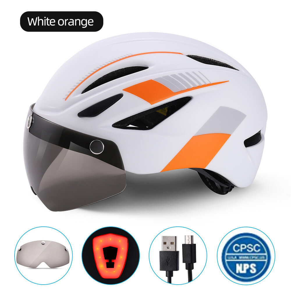 PROMEND Bicycle Helmet LED Light Rechargeable Intergrally-molded ...