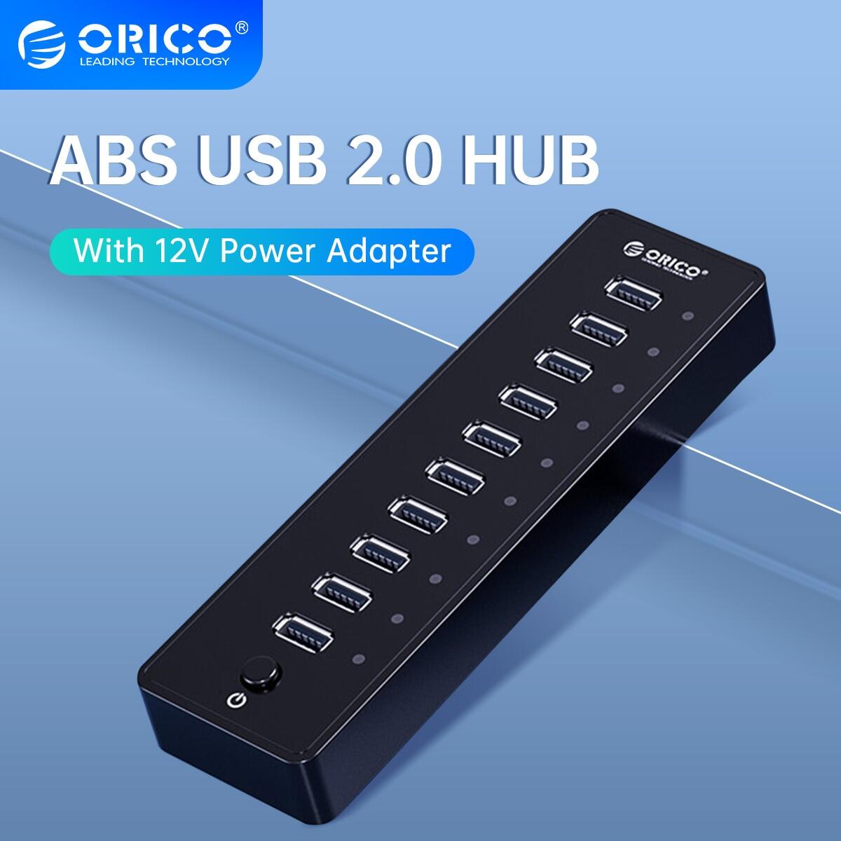 ORICO USB HUB 10 Port ABS USB2.0 HUB With 12V Power Adapter High Speed ...