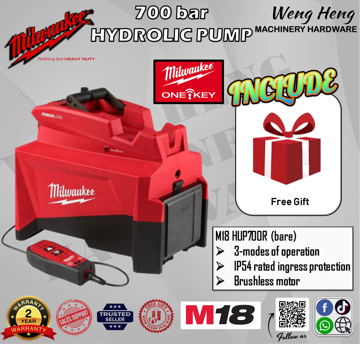 100% Genuine Milwaukee M18 FORCE LOGIC™ 700 bar Hydraulic Pump - Model ...