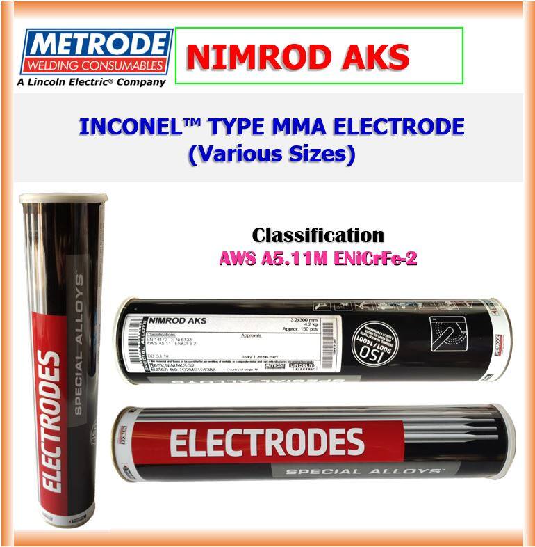 LINCOLN / METRODE NIMROD AKS , INCONEL™ TYPE MMA WELDING ELECTRODE ...