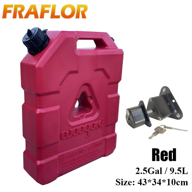 10L (2.5Gal) Car Wrangler Motorcycle Jerry Can With Lock Spare Fuel Gas ...