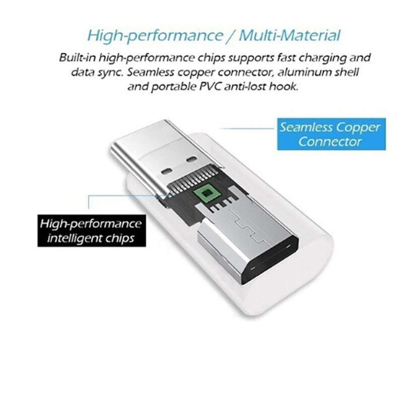 Aluminum USB-C to Micro USB Adapter Keychain Type-C to Micro USB Connector - Text Heart - ThaiPick