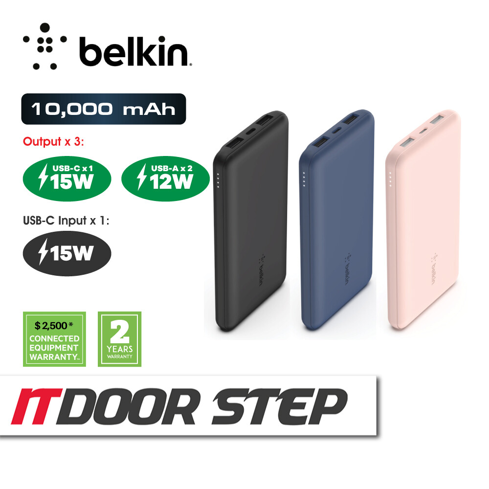 BELKIN BPB011bt 10,000mAh & 15W Powerbank With USB-C & USB-A Ports ...