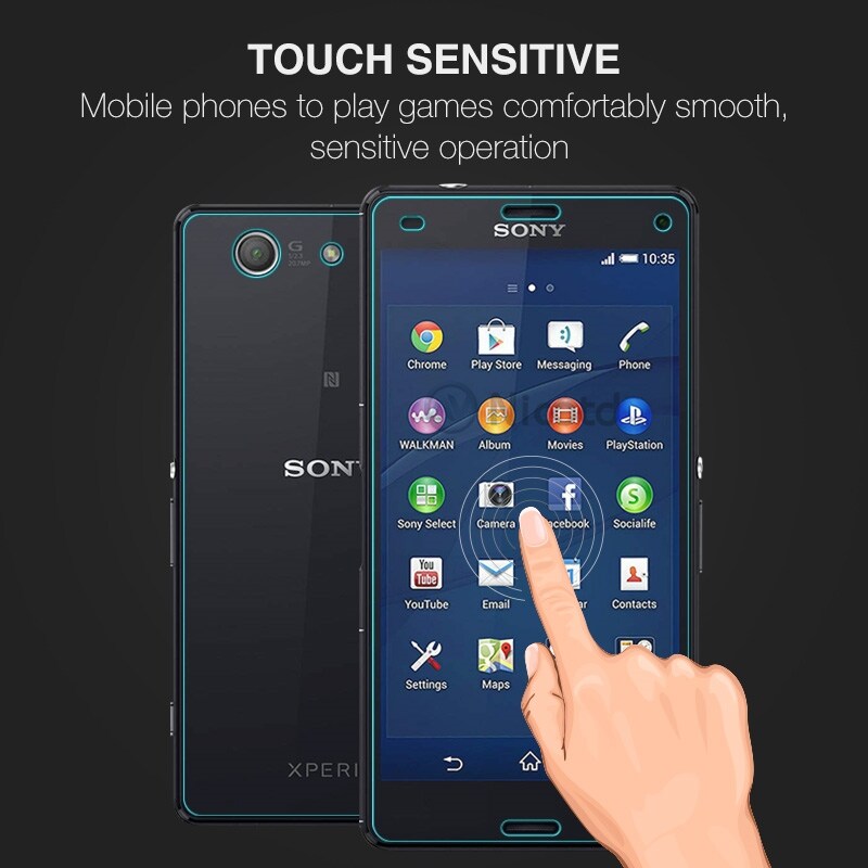 2ชิ้น/ล็อตฟิล์มกระจกนิรภัยด้านหน้าด้านหลังสำหรับ Sony Xperia Z3 Mini Z3 ...