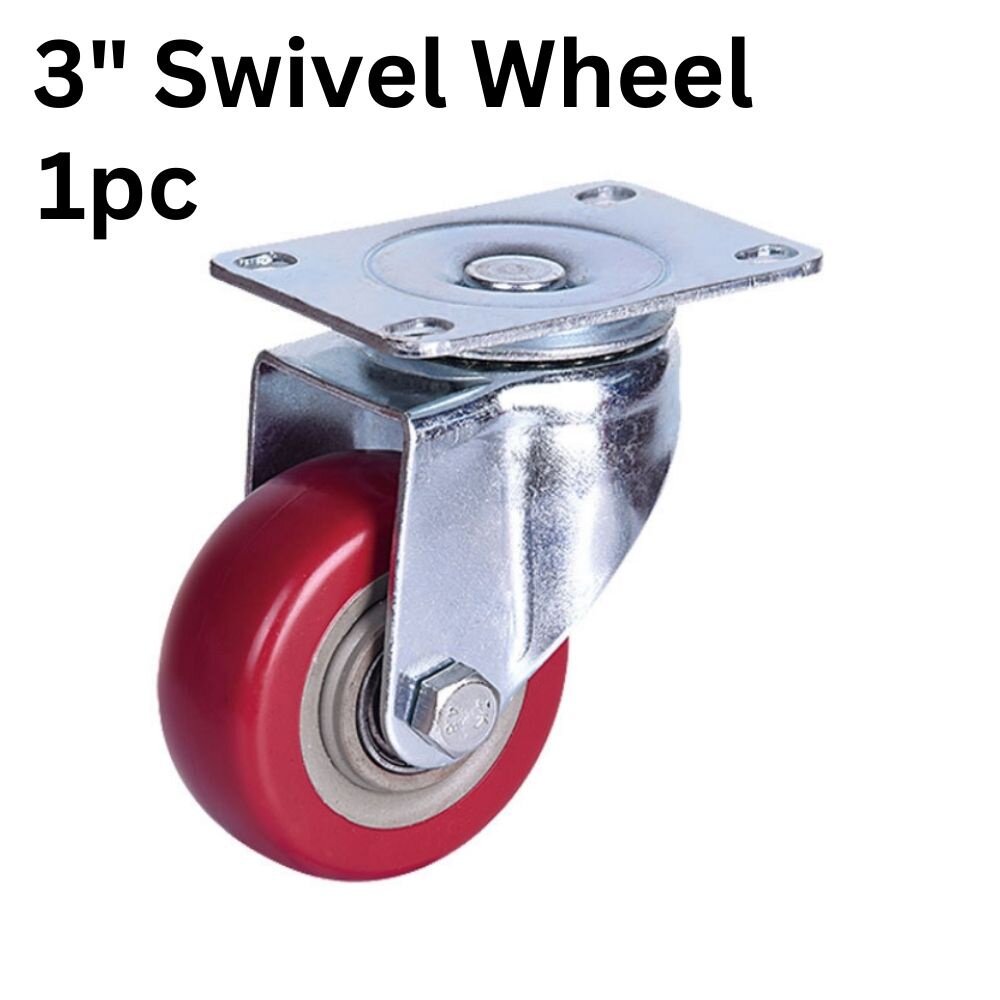 3 INCH Heavy Duty Black Rubber Swivel Rigid Brake Castor Caster wheel ...