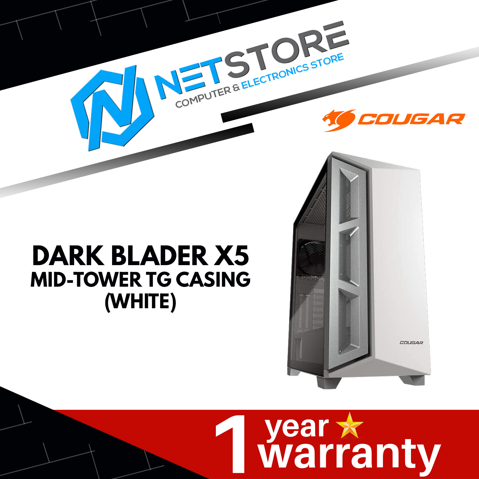 COUGAR DARK BLADER X5 MID-TOWER CASING (WHITE) - CGR-5UM3W-X5 | Lazada