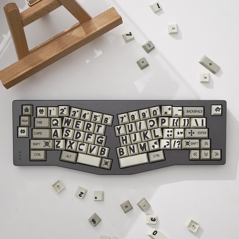 【Keycap Only】Retro Large black font keycap Set 142 Keys Cherry Profile ...