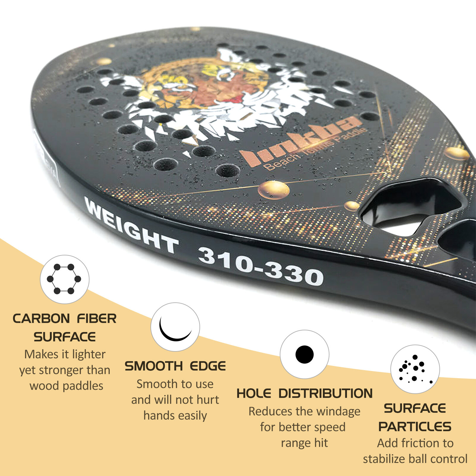 Beach Tennis Racket with Ergonomic Cushion Grip for Indoor and Outdoor ...