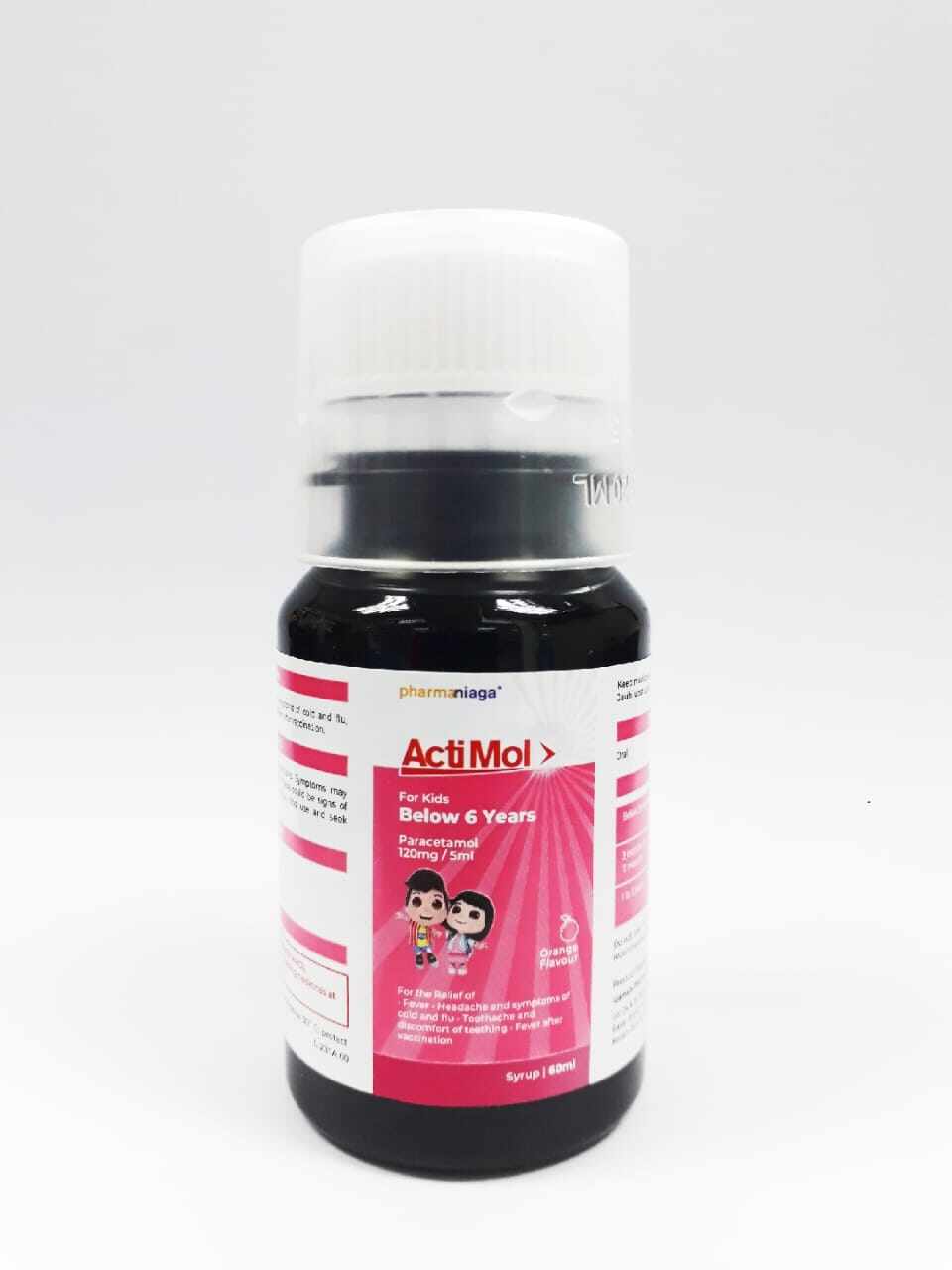 ActiMol Paracetamol Syrup 120mg/5ml Orange Flavour 60ml (Exp:08/24 ...