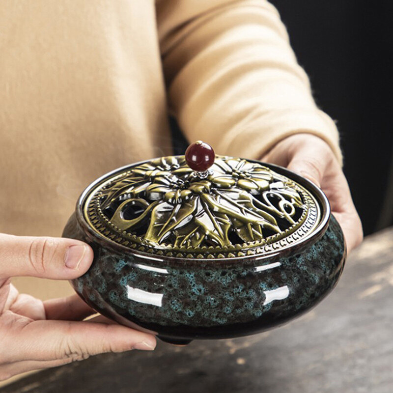 YUE Large Mosquito Coil Censer Ceramic Incense Burner Incense Seat ...