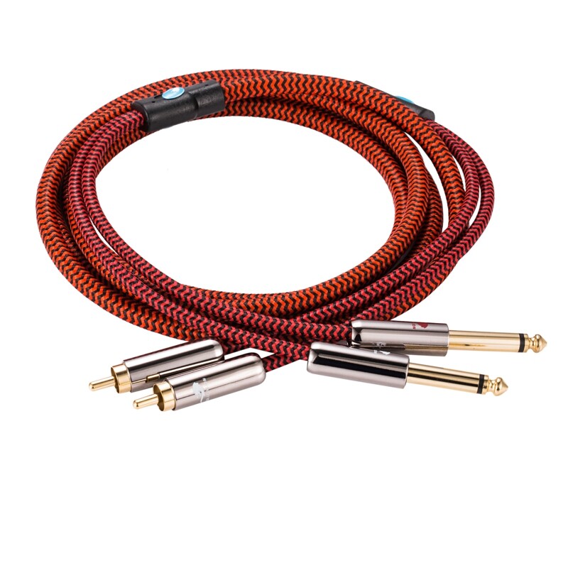 GOLLEY LION Dual 1/4 inch TS to Dual RCA Stereo Audio Cable, 2X 6.35mm ...