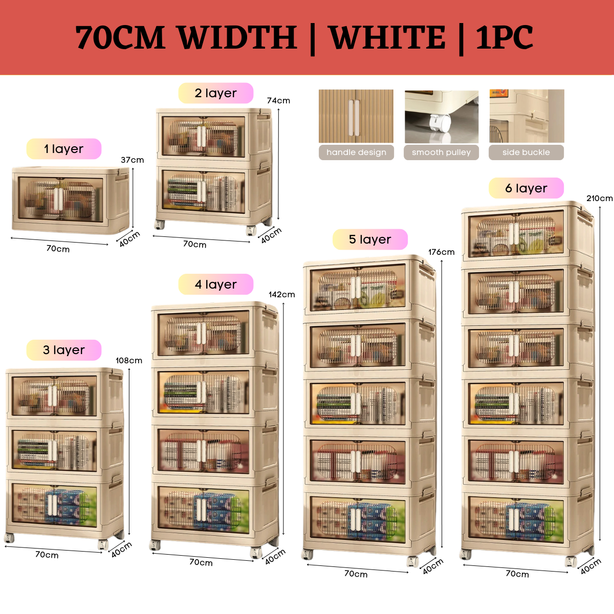 1/2/3/4/5/6 Layers Foldable Multipurpose Double Storage Cabinet ...