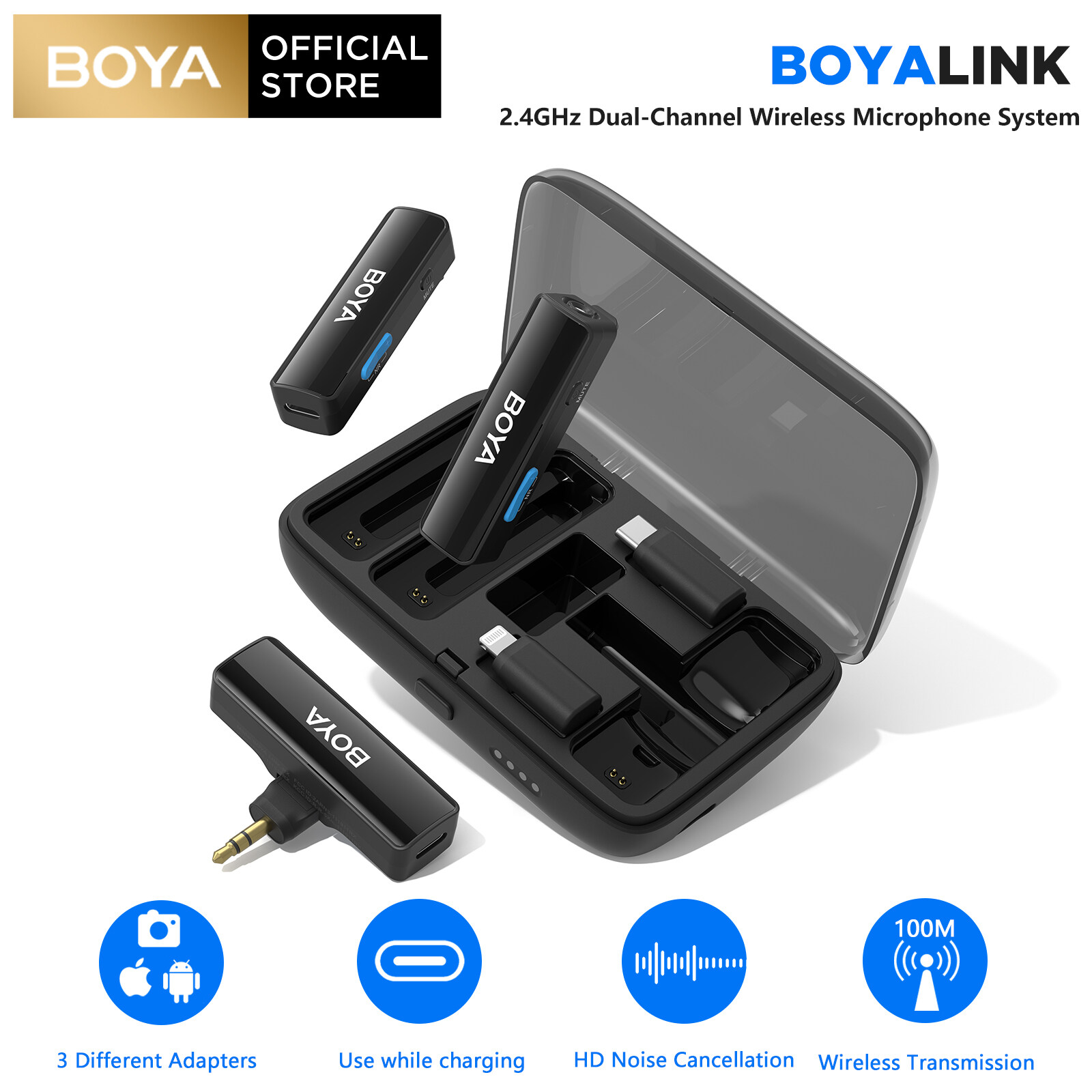BOYA BOYALINK 2.4Ghz Dual Wireless Lavalier Microphone for Android ...