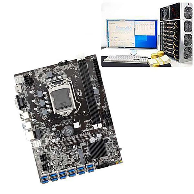 B75 BTC Mining Motherboard G530/G630 CPU+8G DDR3 RAM+Fan+Screwdriver ...