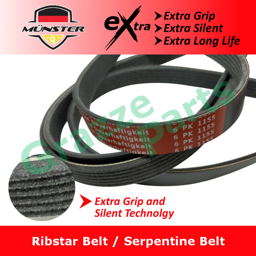 Münster Rib Ribstar Fan Belt 6PK1155 for Perodua Axia Bezza 1.0 (9004A ...