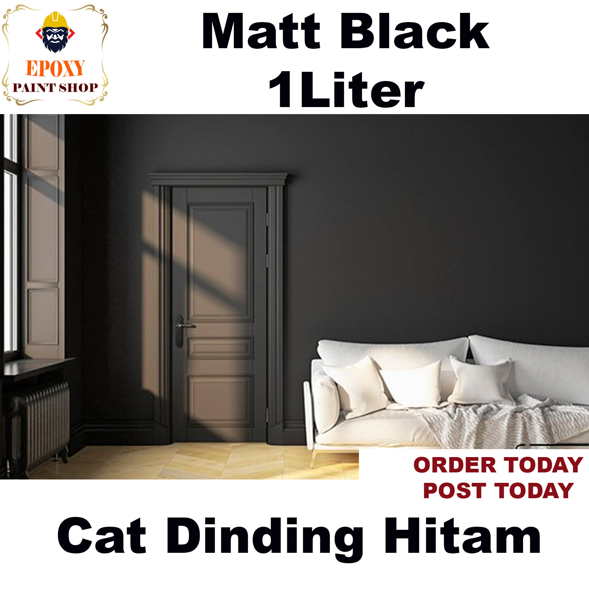 Cat Dinding Hitam 1Liter Interior Wall Paint Black 1Liter (Matt ...