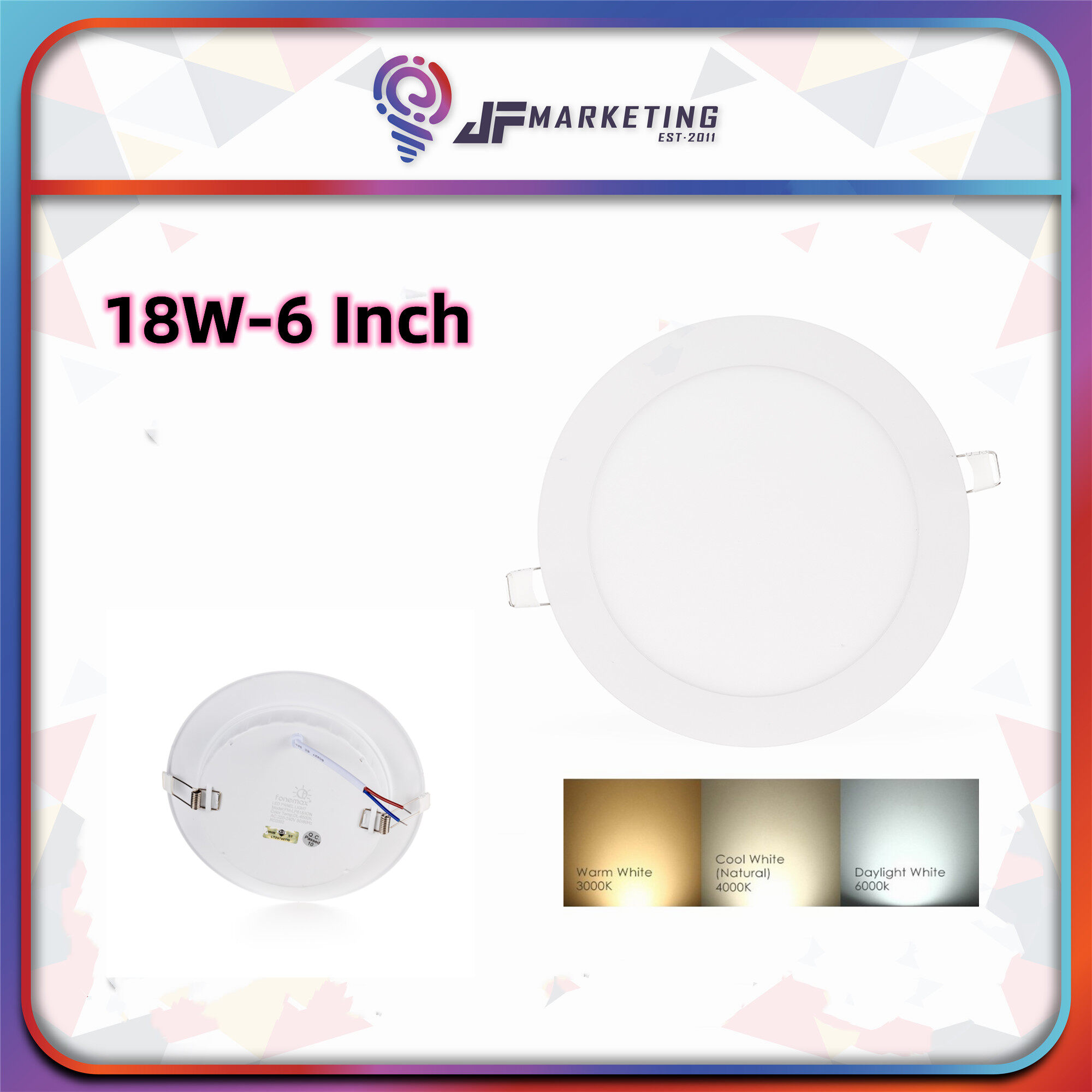 Fonemax 12W 4 INCH / 18W 6 INCH (ROUND) LED PANEL DOWNLIGHT (EXTRA ...