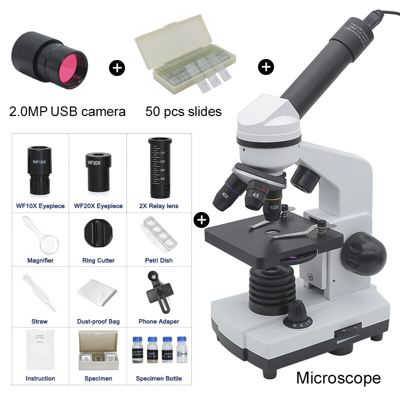 1600X Student Biological Microscope 2MP USB Electronic Eyepiece Digital ...