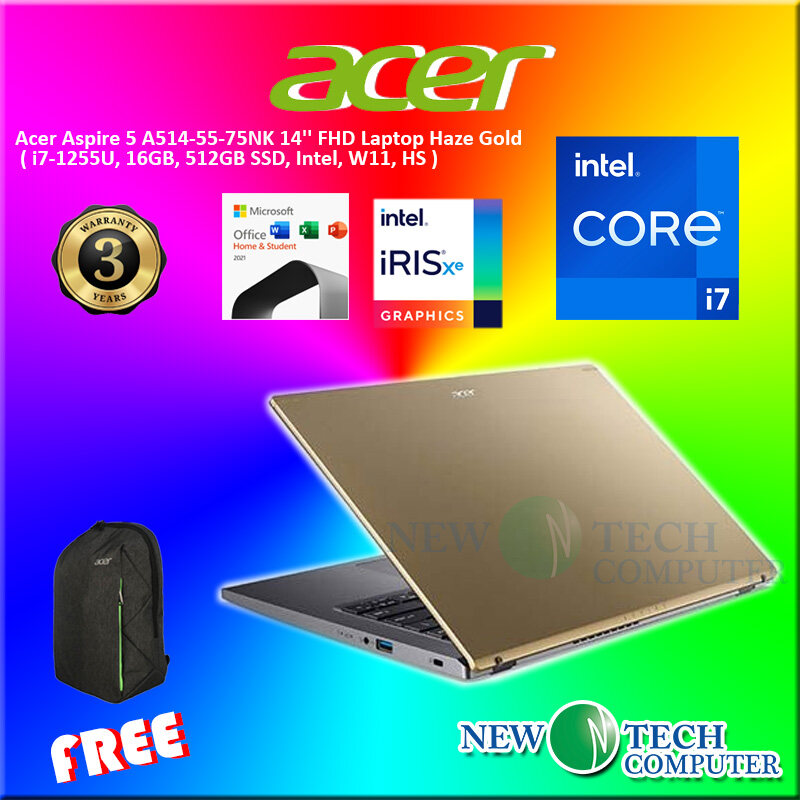 LAPTOP Acer Aspire 5 A514-55-75NK 14'' FHD Laptop Haze Gold ( i7-1255U ...
