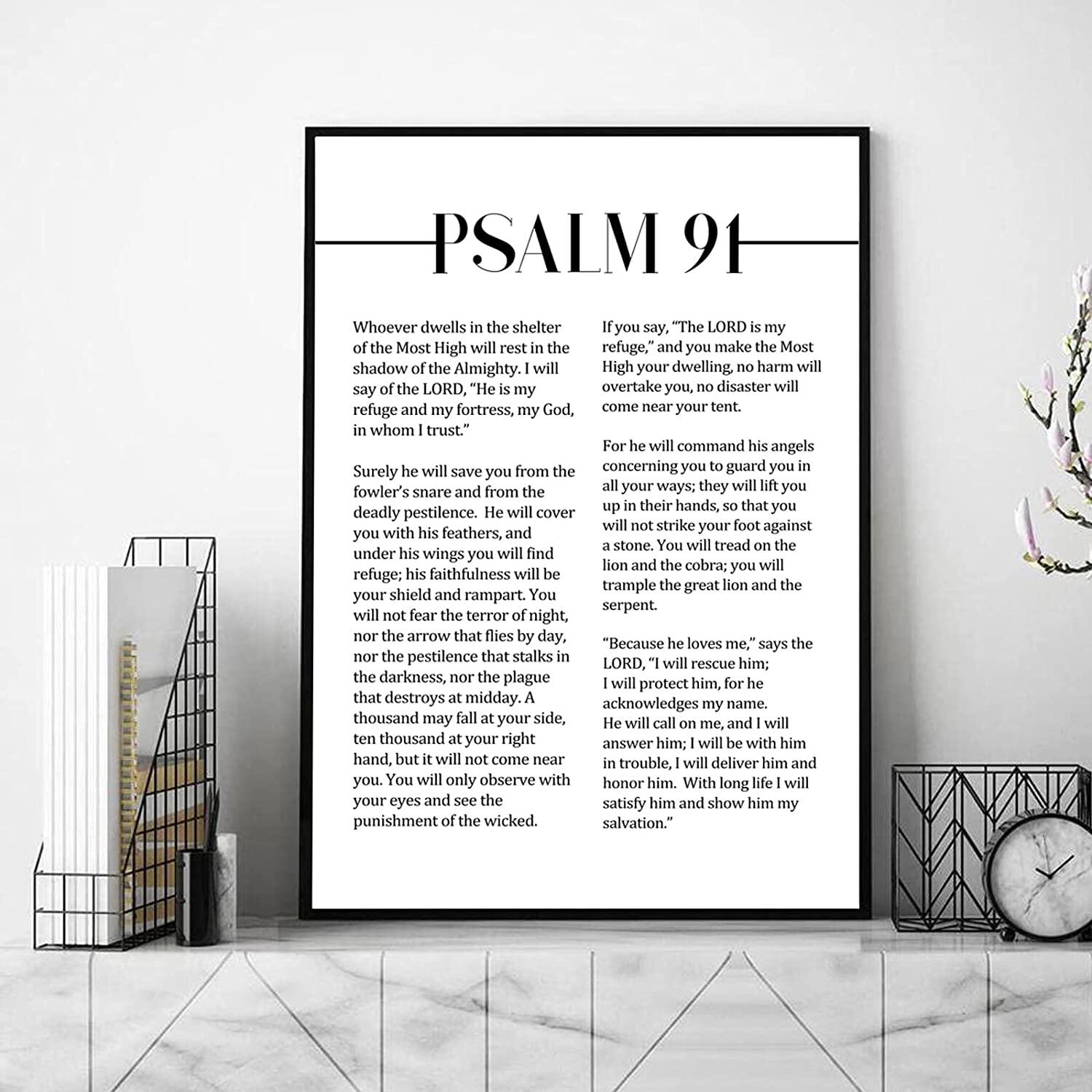 Psalm 91 Wall Art Canvas Psalms 91 Poster Prints Bible Verse Wall Art ...