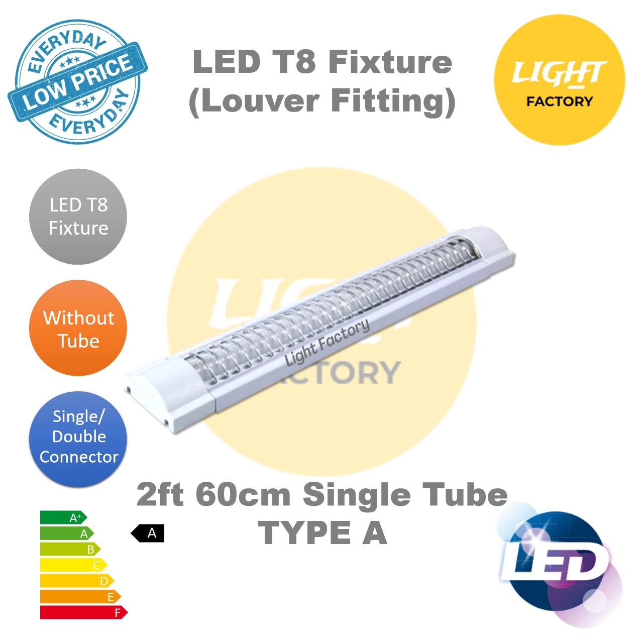 LED T8 Louver Fitting T8 Fitting Single Circuit Double Circuit Frosted Casing For T8 LED Double ...