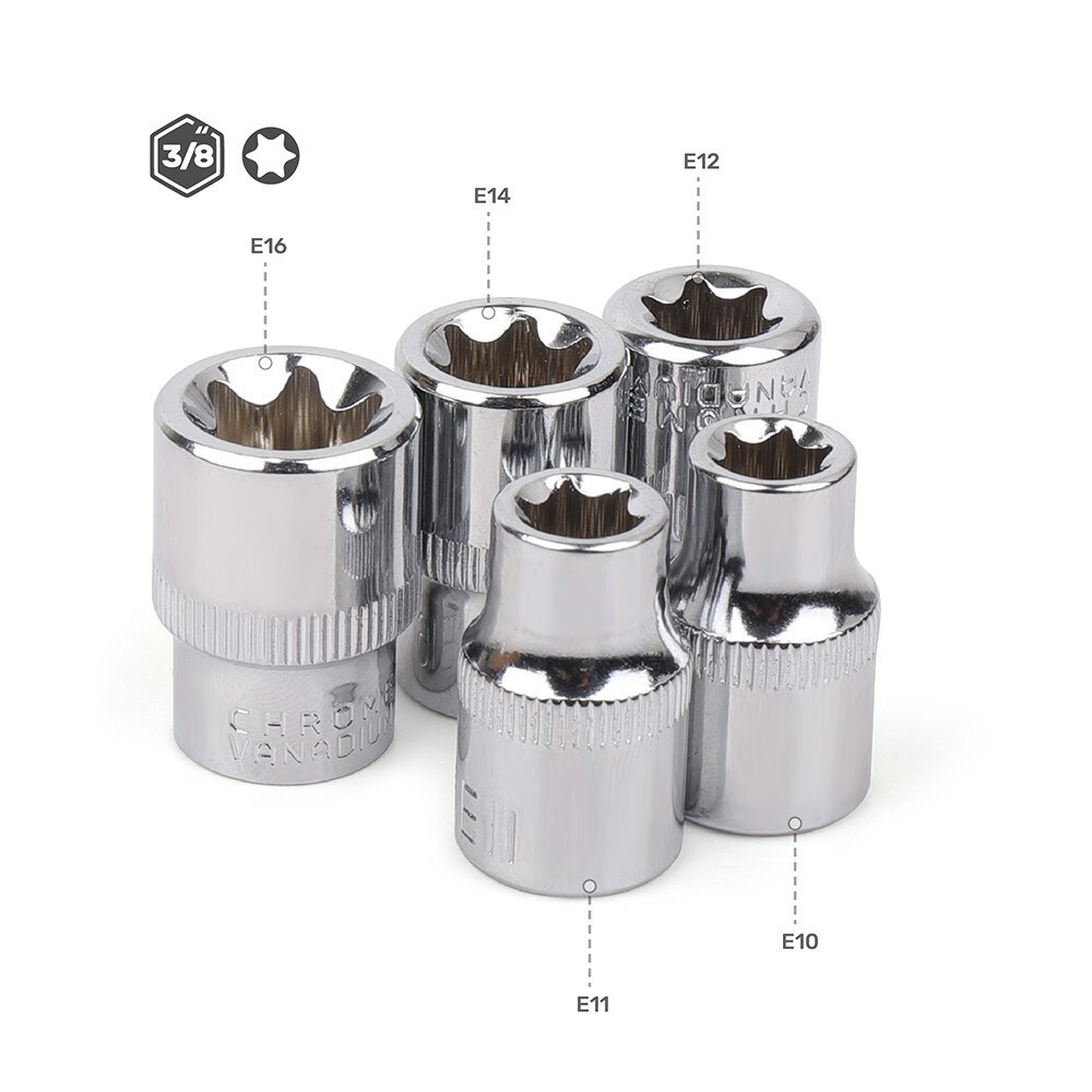 1 Set 1/4 3/8 1/2 E-Socket Sockets Set Adapter Torx Star Bit Repair Hand Tools Head for Torque ...