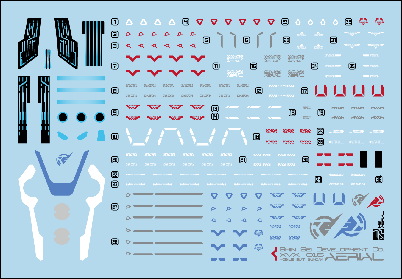 (TRS) Waterslide Decal - HG 1/144 Aerial (The Witch from Mercury) XVX ...