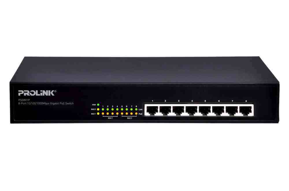 Prolink 8-Port PoE+ Switch Desktop Rack Mountable 10/100/1000Mbps ...