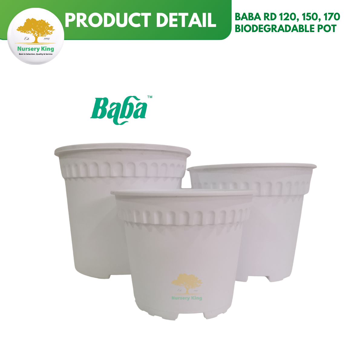 Baba Biodegradable Plastic Pot 3 Size Available | Lazada