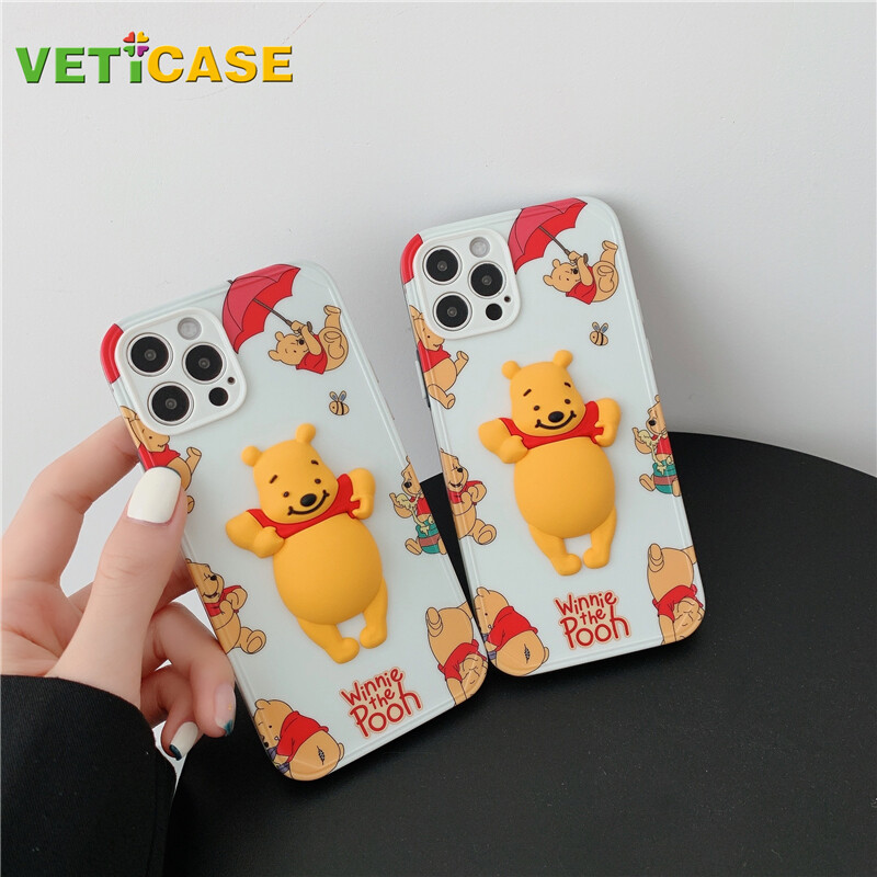 Cute Funny Fat Honey Bear 3D Phone Case for Apple iPhone 13 11 12 Pro X ...