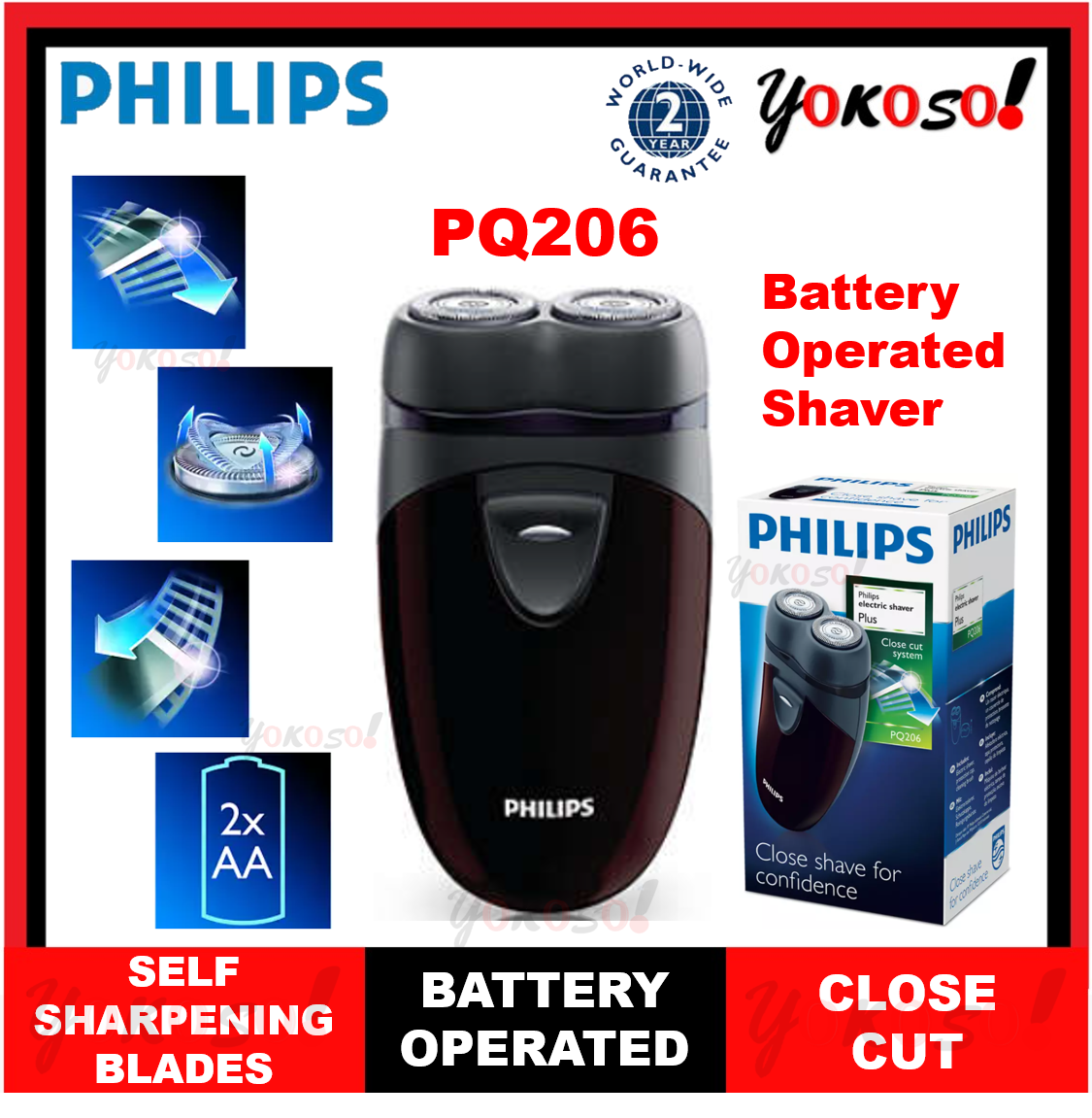 Philips PQ206/18 Battery Shaver PQ206 | Lazada